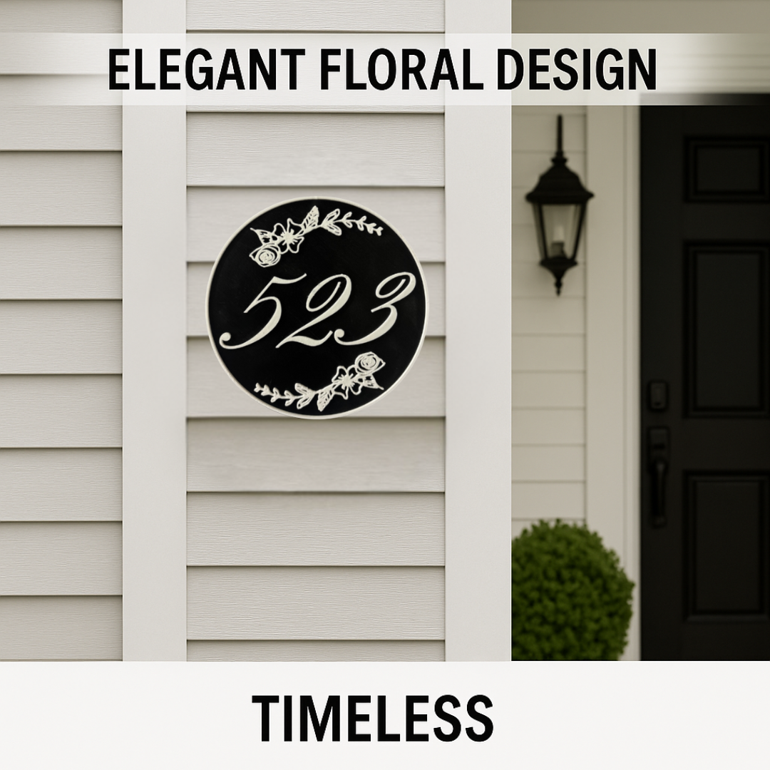 Custom Address Sign – 6"x6" or 8"x8", Round Floral House Numbers, Easy – Kowski Development